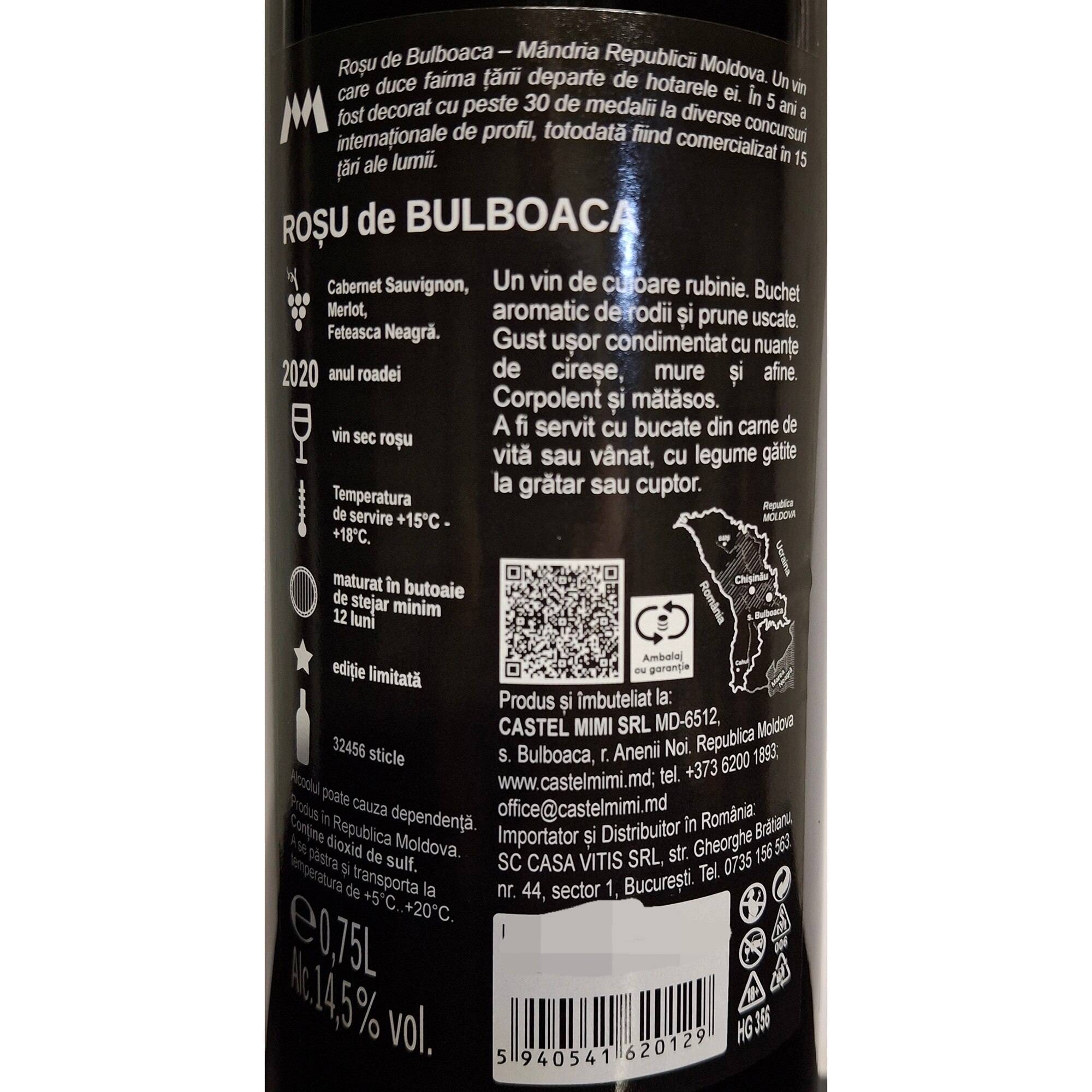 Vin Rosu Castel Mimi Rosu de Bulboaca Limited Edition, Sec, 0.75l - eMAG.ro