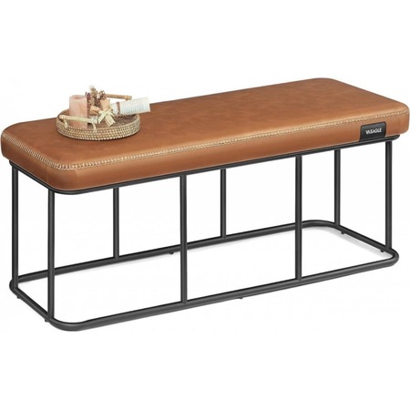 Bancheta versatila, 120 x 40 x 45 cm, piele ecologica / metal, caramel ...