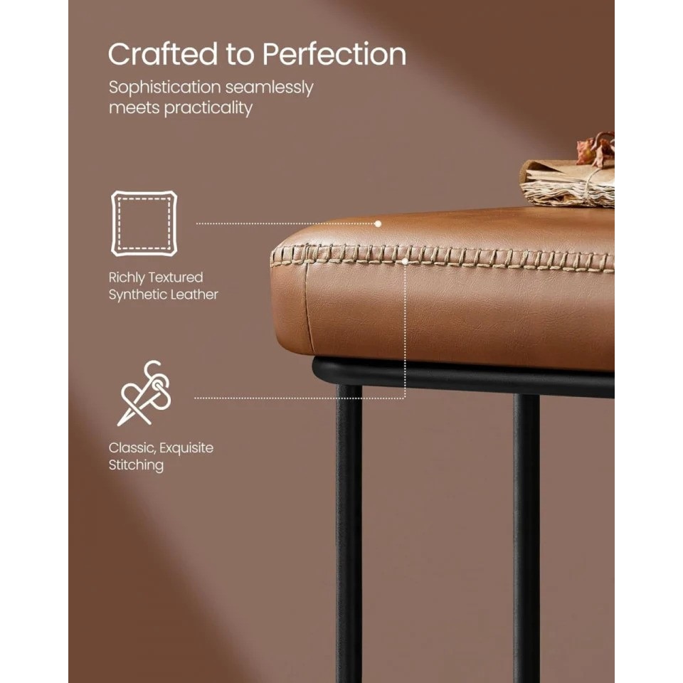 Bancheta versatila, 120 x 40 x 45 cm, piele ecologica / metal, caramel ...