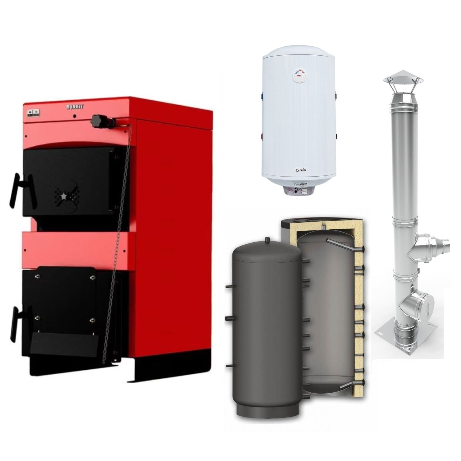 Set Centrala pe combustibil solid Sunsystem Burnit NWB MAX 35 kW ...