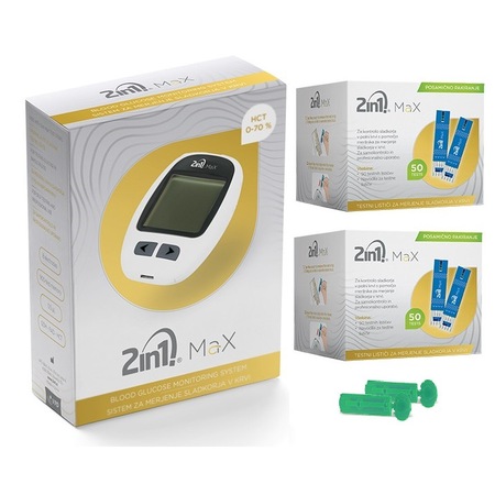 Glucometru 2in1 MaX + 100 teste + 100 ace, testare rapida si precisa ...