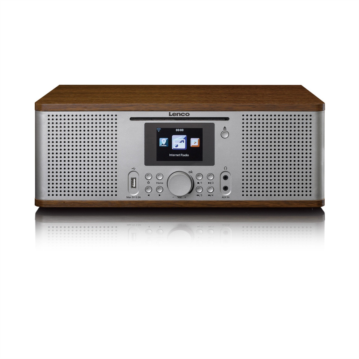 Radio cu internet, Lenco DIR-270 DAB+, USB, AUX, Maro/Gri - eMAG.ro