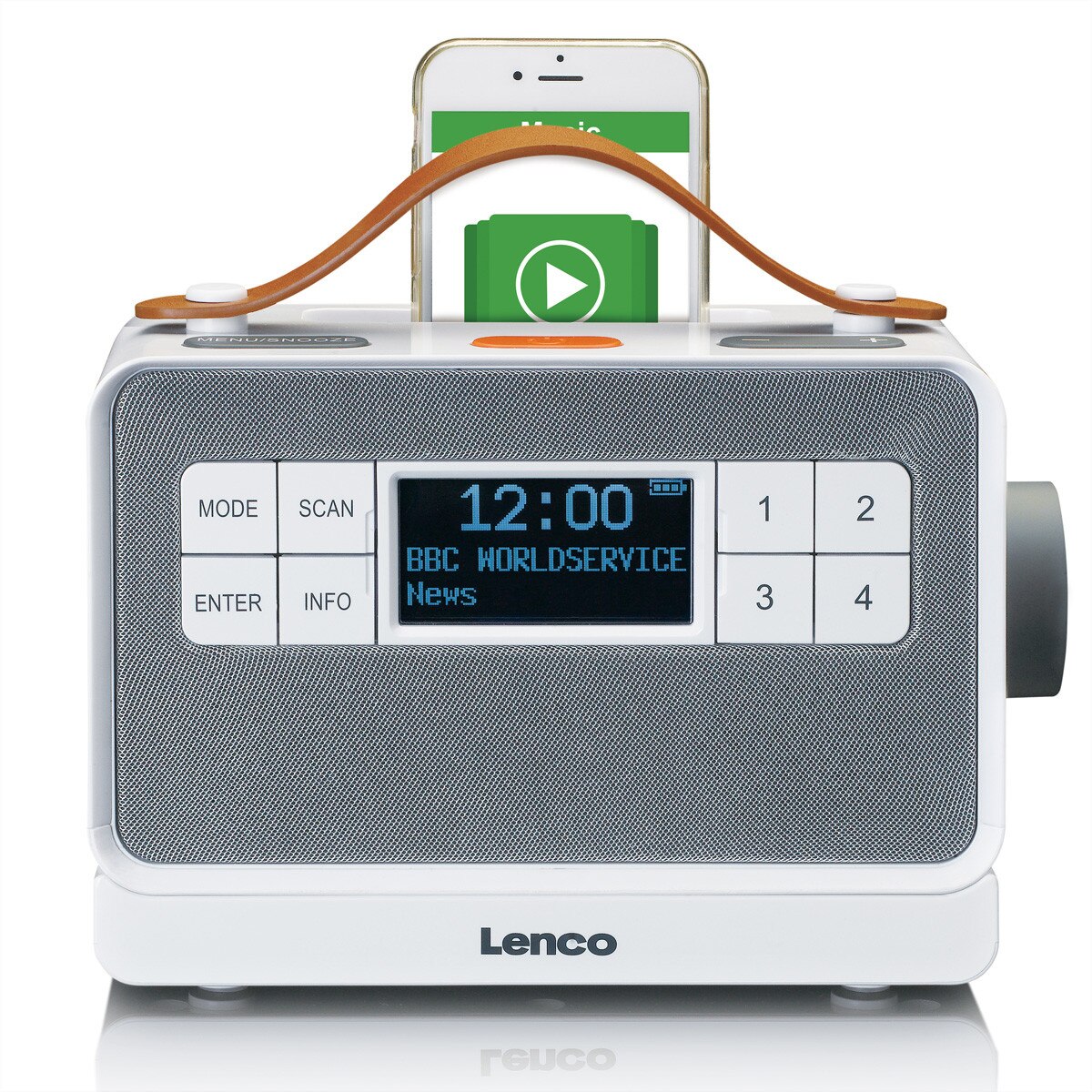 Radio portabil cu telecomanda, Lenco DAB+ PDR-065WH, FM, Bluetooth, Alb ...