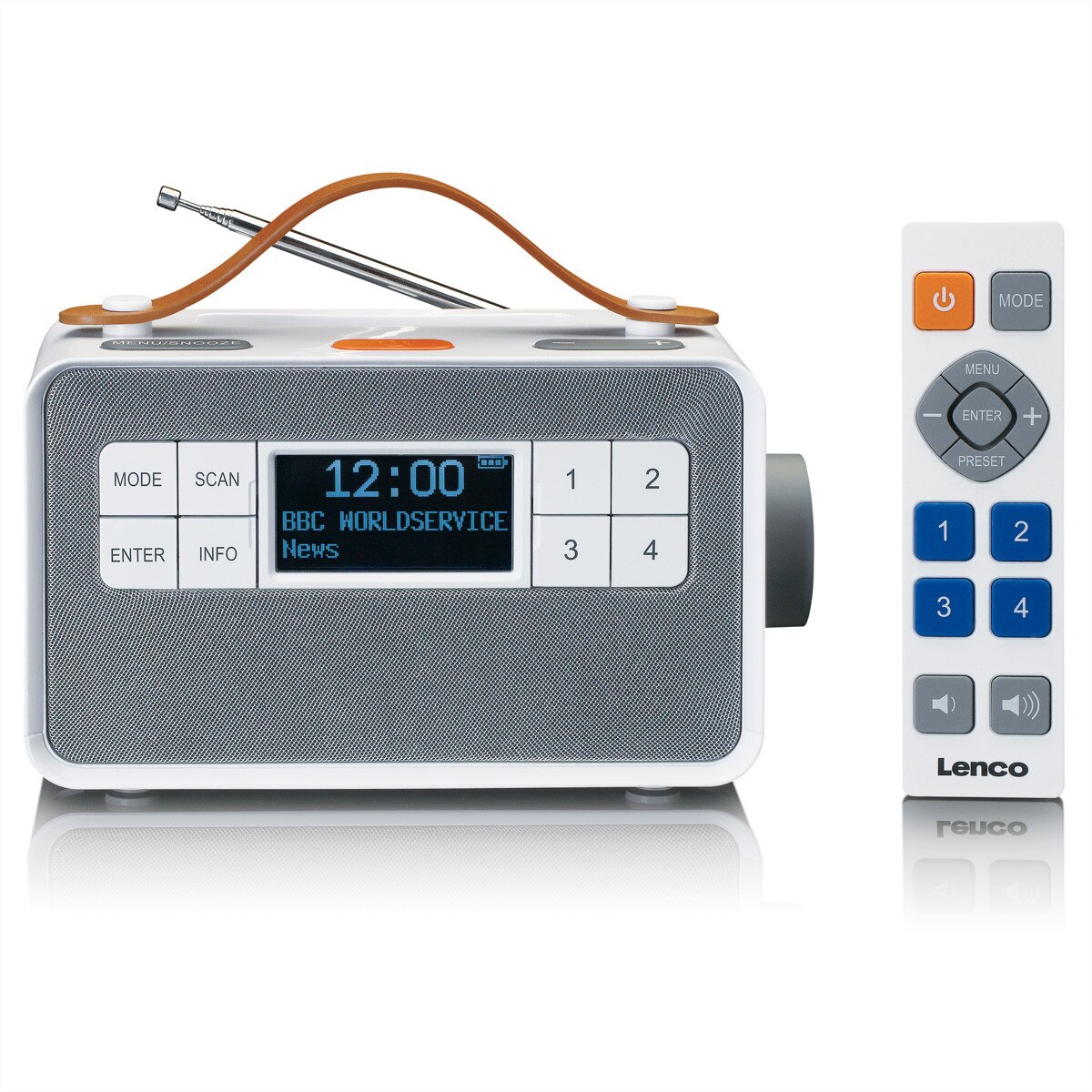 Radio portabil cu telecomanda, Lenco DAB+ PDR-065WH, FM, Bluetooth, Alb ...