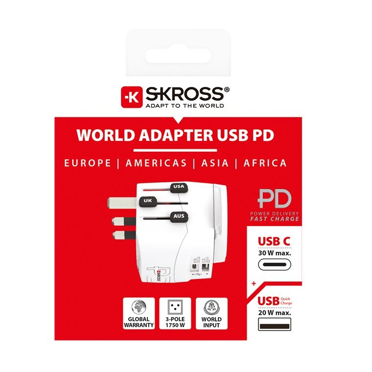 Adaptor incarcator universal, Skross, Incarcare rapida, USB PD, Alb ...