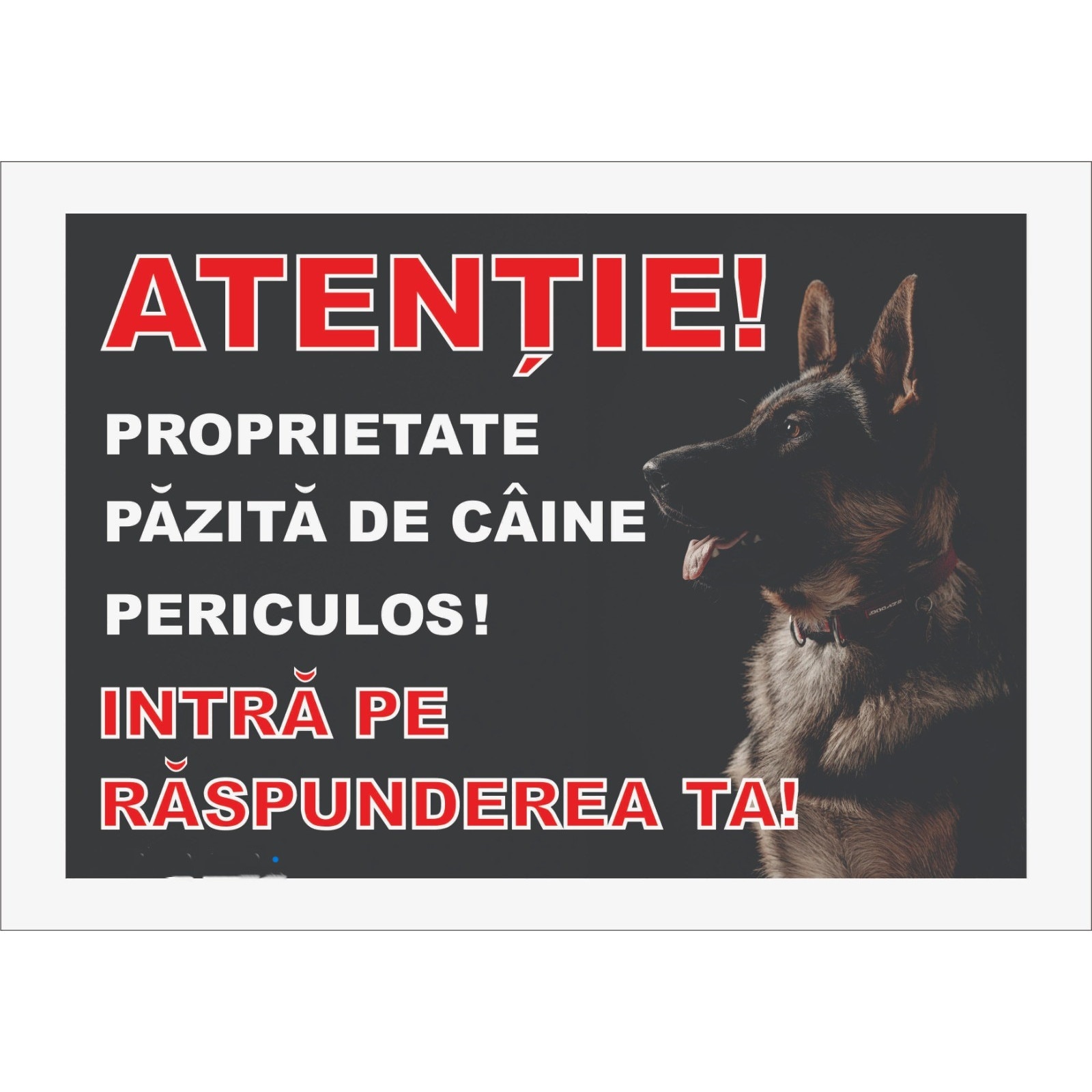 Autocolant avertizare / atentionare Caine Periculos, Ciobanesc German ...