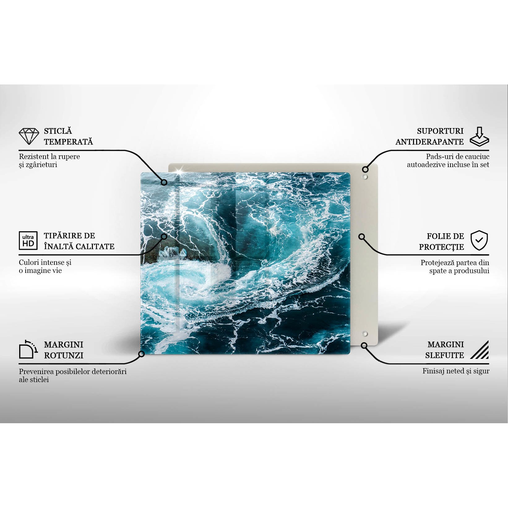 Placa sticla securizata, Wallfluent, protectie perete/plita/blat ...