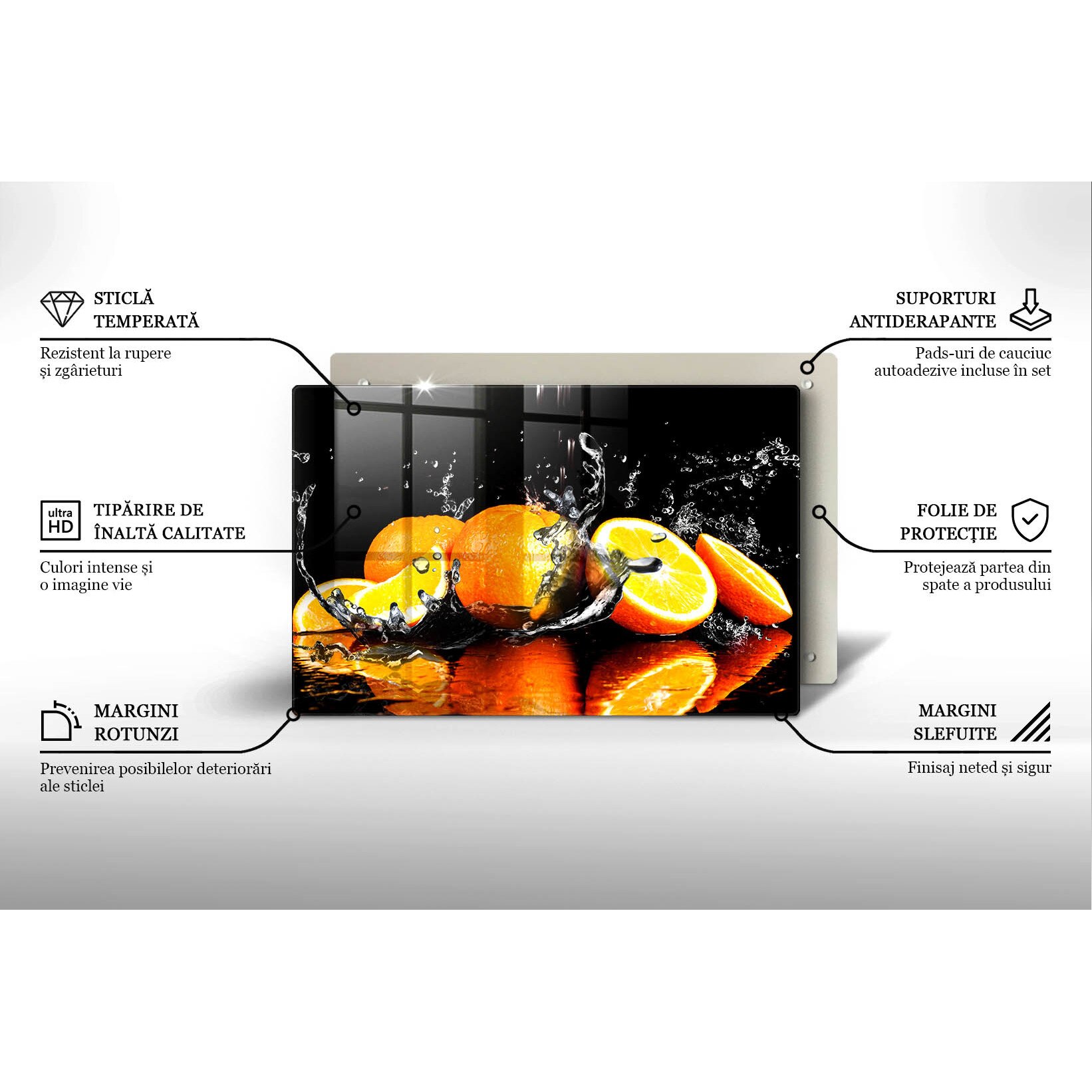 Placa sticla securizata, Wallfluent, protectie perete/plita/blat ...