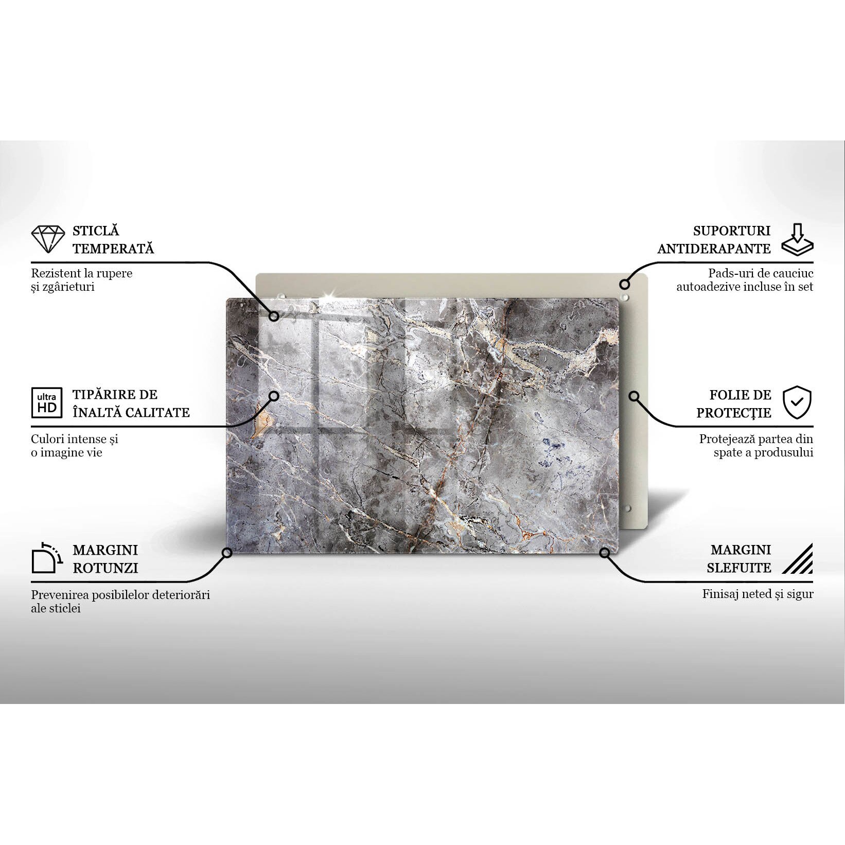 Placa sticla securizata, Wallfluent, protectie perete/plita/blat ...