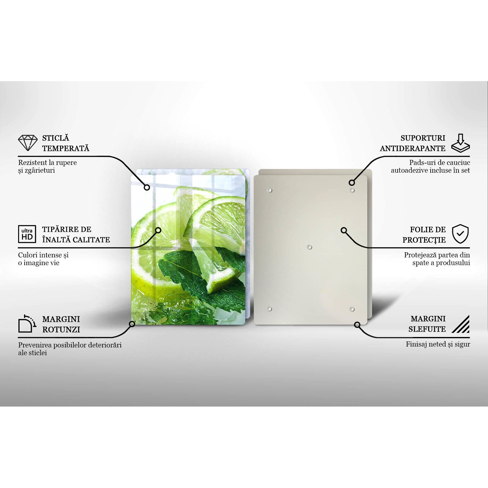 Placa sticla securizata, Wallfluent, protectie perete/plita/blat ...