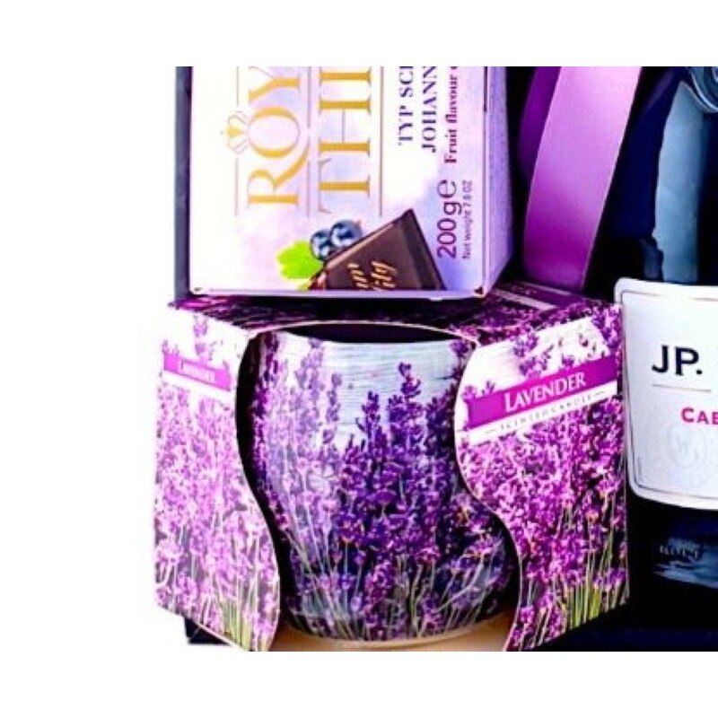 Cutie Cadou Eleganta, CADOURI RAFINATE, model Lavender Harmony, cu Vin ...