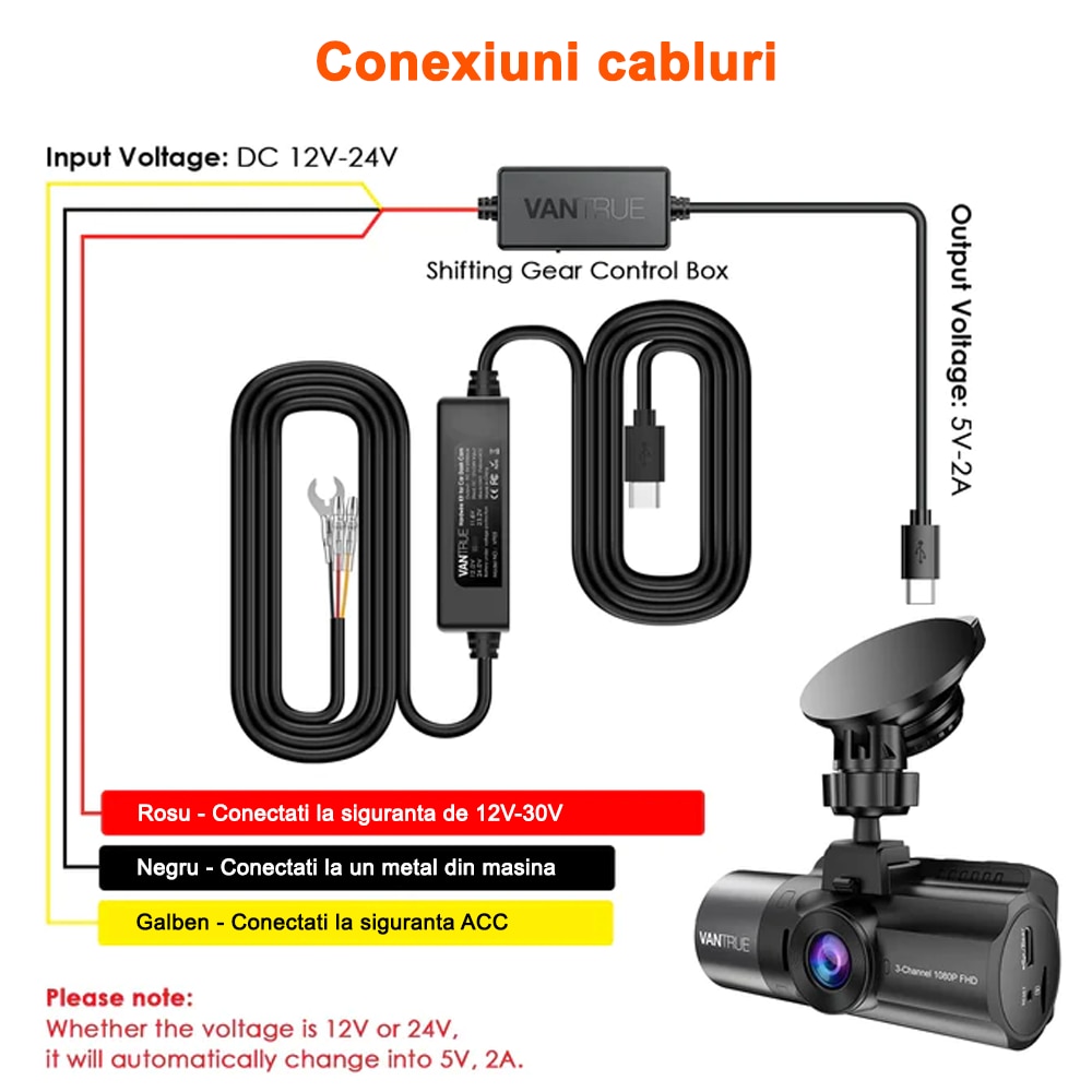 Kit universal de cabluri ACC de 3.5 metri, pentru a conecta camera ...