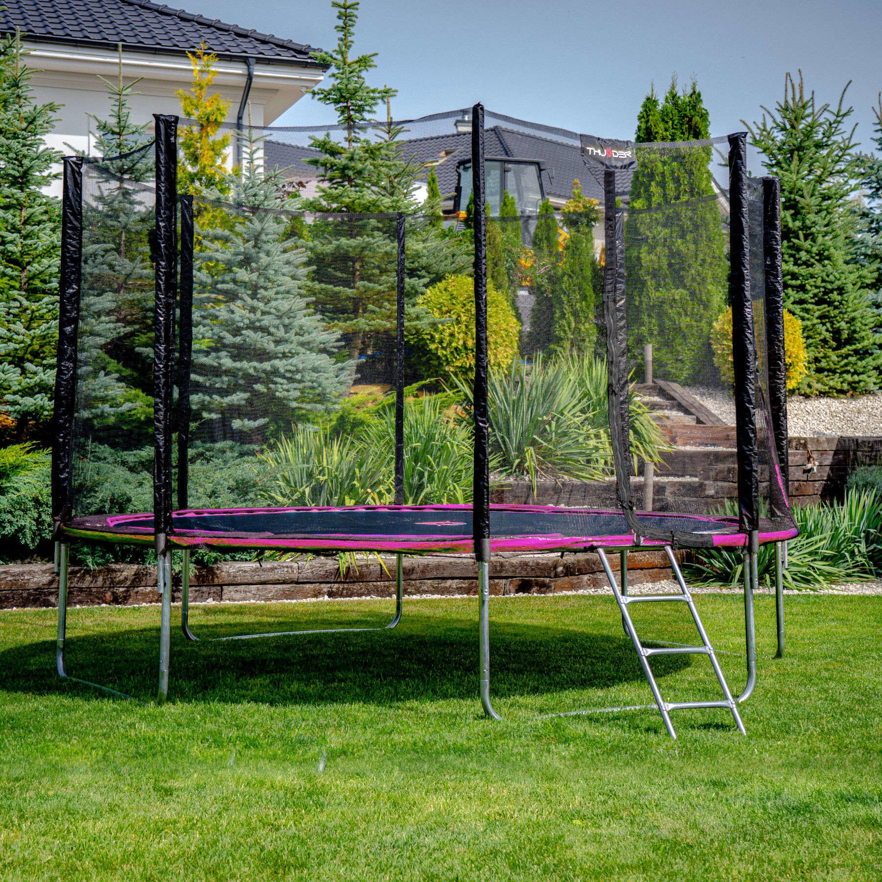 Детски градински батут Thunder, Outside Pro 12Ft, 374 cm, с външна ...