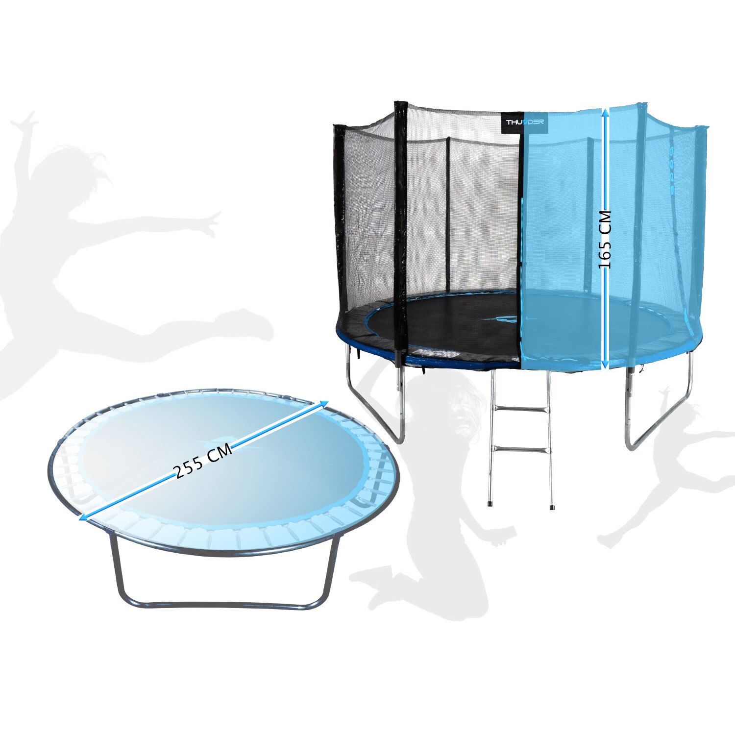 Trambulina de gradina pentru copii, Thunder, Outside Pro 8Ft, 255 cm ...