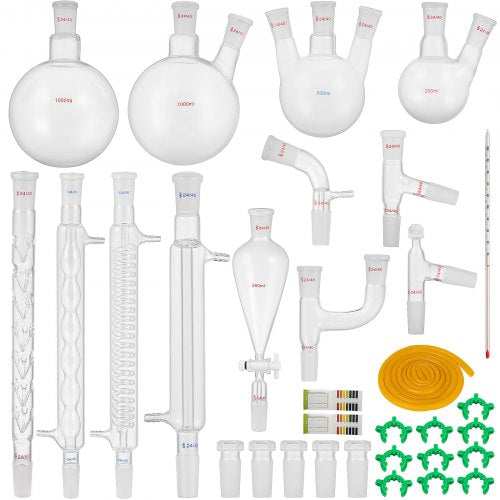 Set recipiente de sticla pentru laborator, 32 piese, rezistenta termica ...