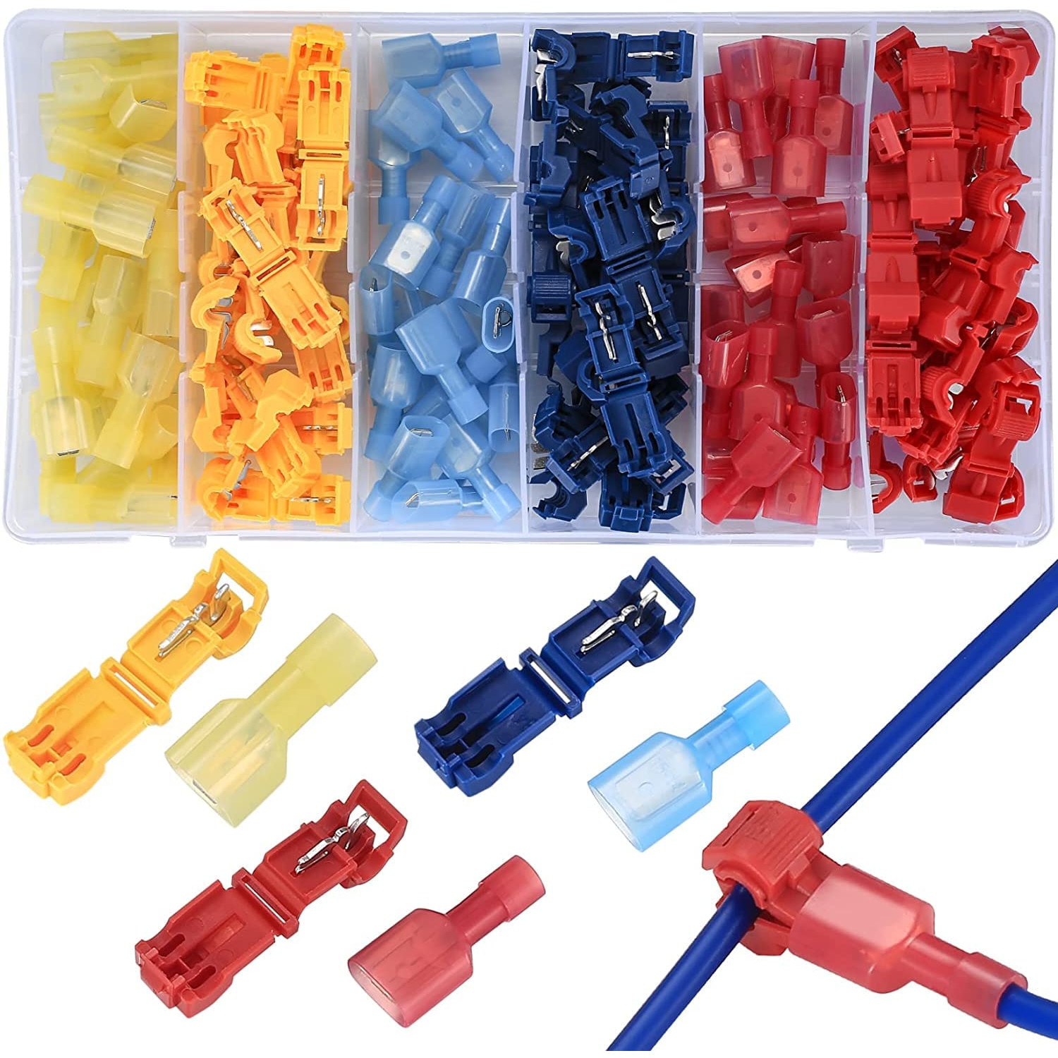 Set 120 bucati Conectori pentru conductori electrici tip T, plastic ...