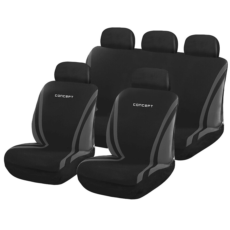 Set 9 huse scaun auto, AUTOLINE, Tesatura, Negru/Gri - eMAG.ro