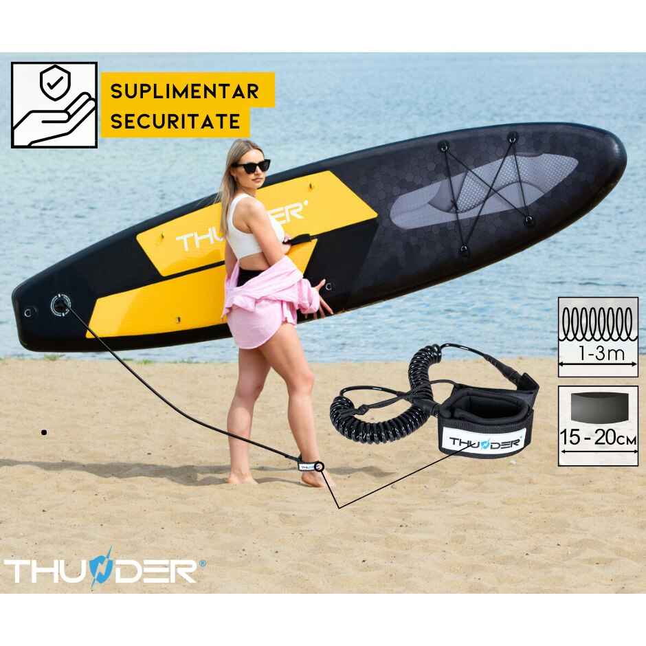 Set cu placa gonflabila Sup, Thunder, RAVEN, 320 x 75 x 15 cm, Negru ...