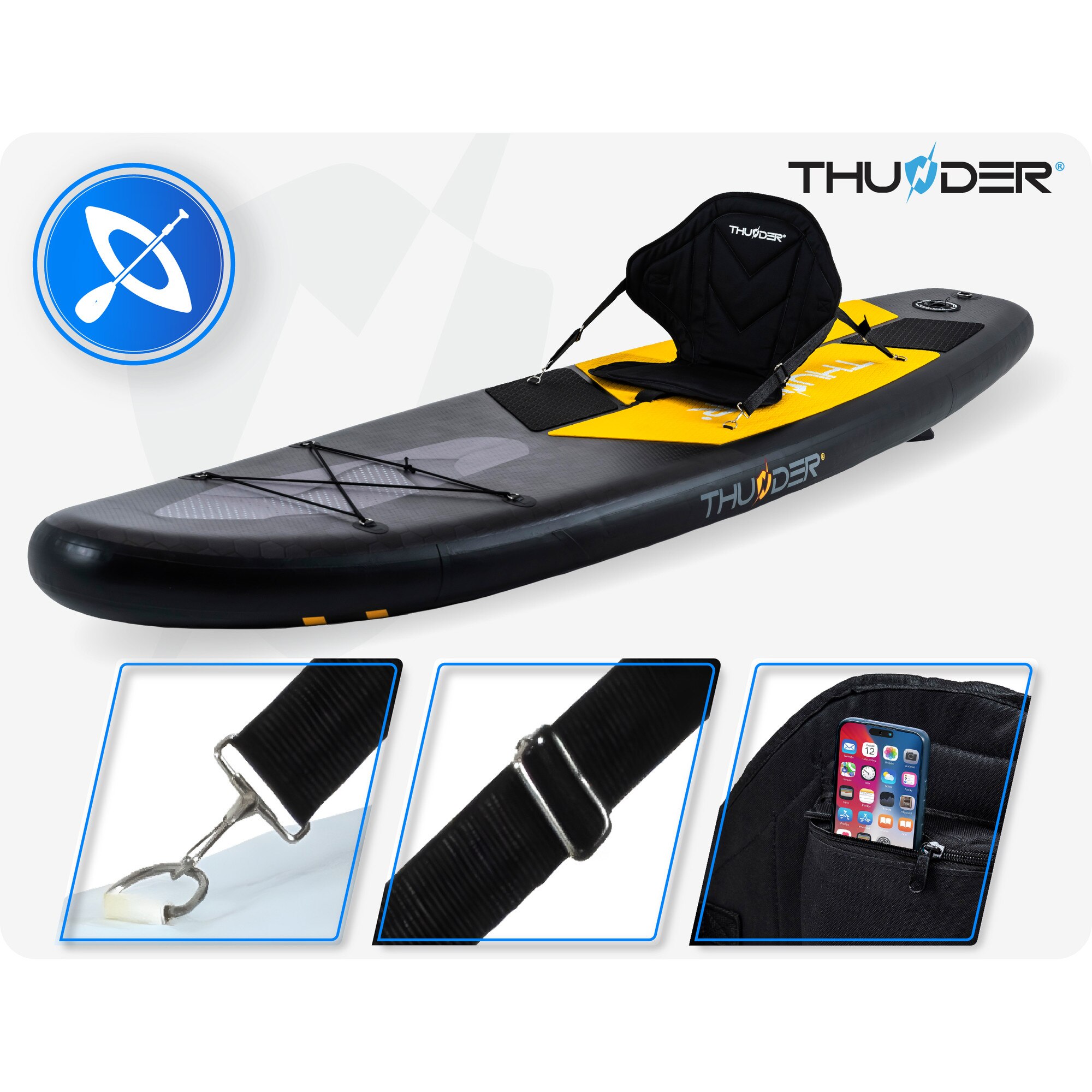 Set placa gonflabila Stand Up PaddleBoard Thunder RAVEN, 320x75 x15cm ...
