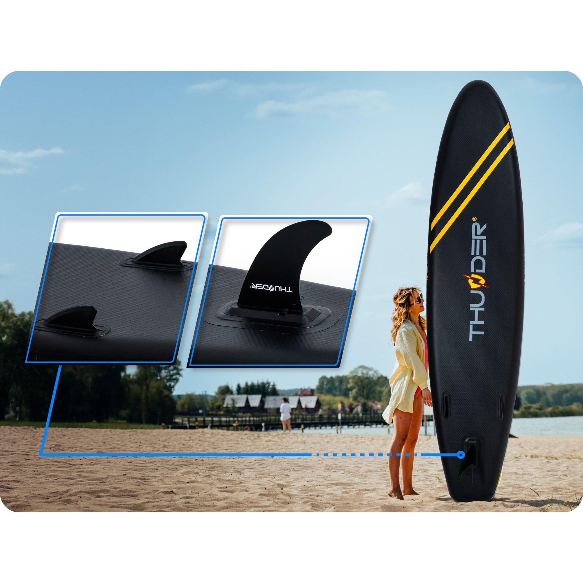 Set placa gonflabila Stand Up PaddleBoard Thunder RAVEN, 320x75 x15cm ...