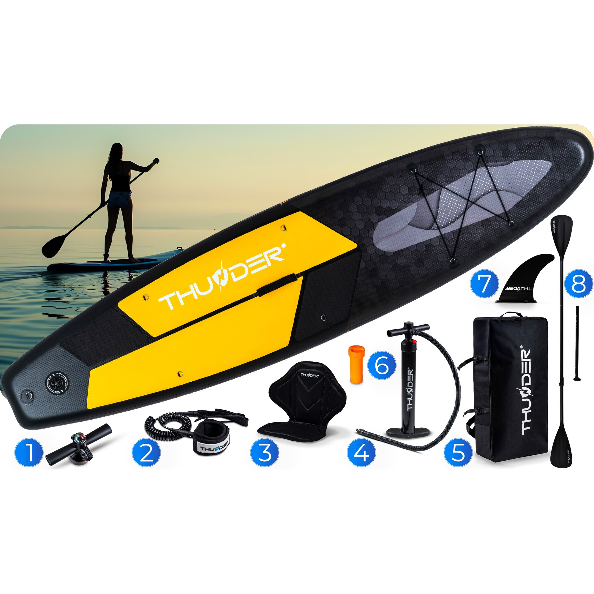 Set placa gonflabila Stand Up PaddleBoard Thunder RAVEN, 320x75 x15cm ...