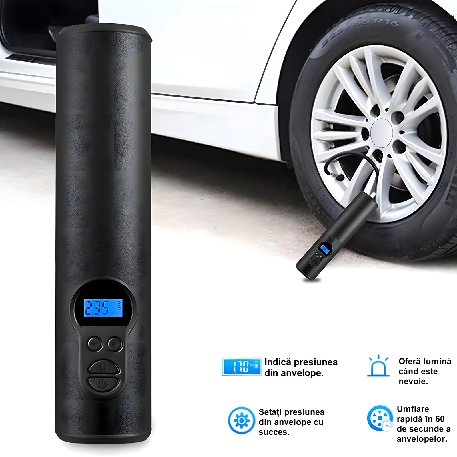 Compresor Auto Profesional Infiniteea™, Multifunctional, Functie De ...