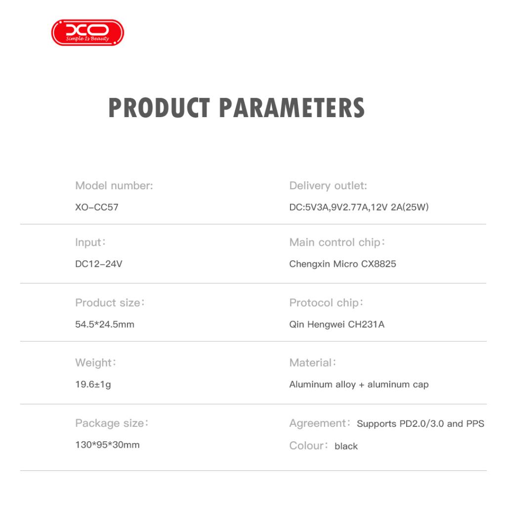 Зарядно 12v Xo 25w Usb C Qc 3 0 Pd Type C Lightning кабел Cc57