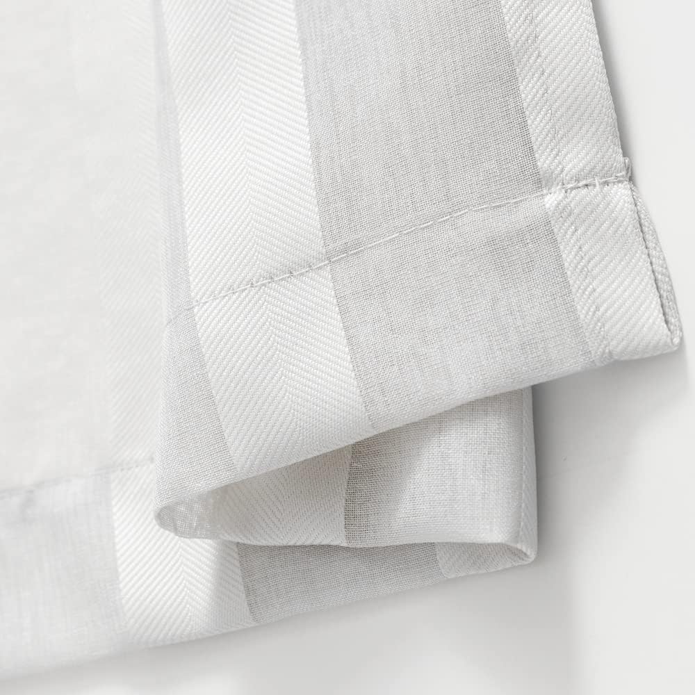 Set de 2 perdele scurte, 90x60 cm, albe cu dungi - eMAG.ro