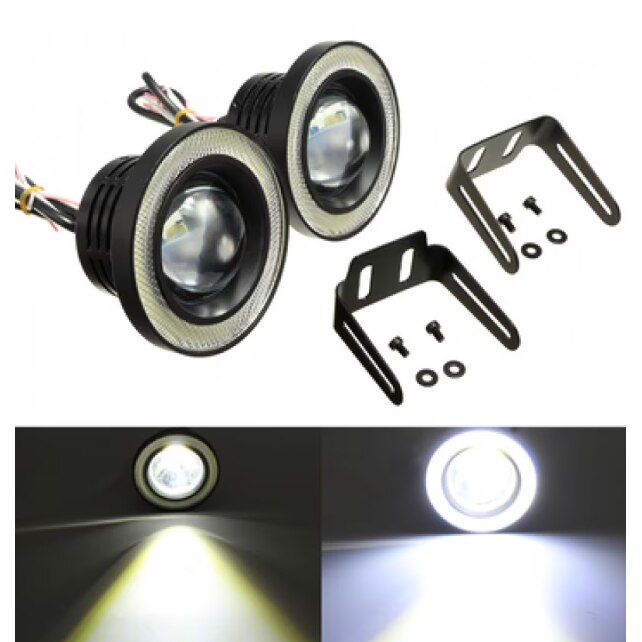 Set 2 Proiectoare auto cu Lupa LED Angel Eyes 89mm, BZRSH - eMAG.ro