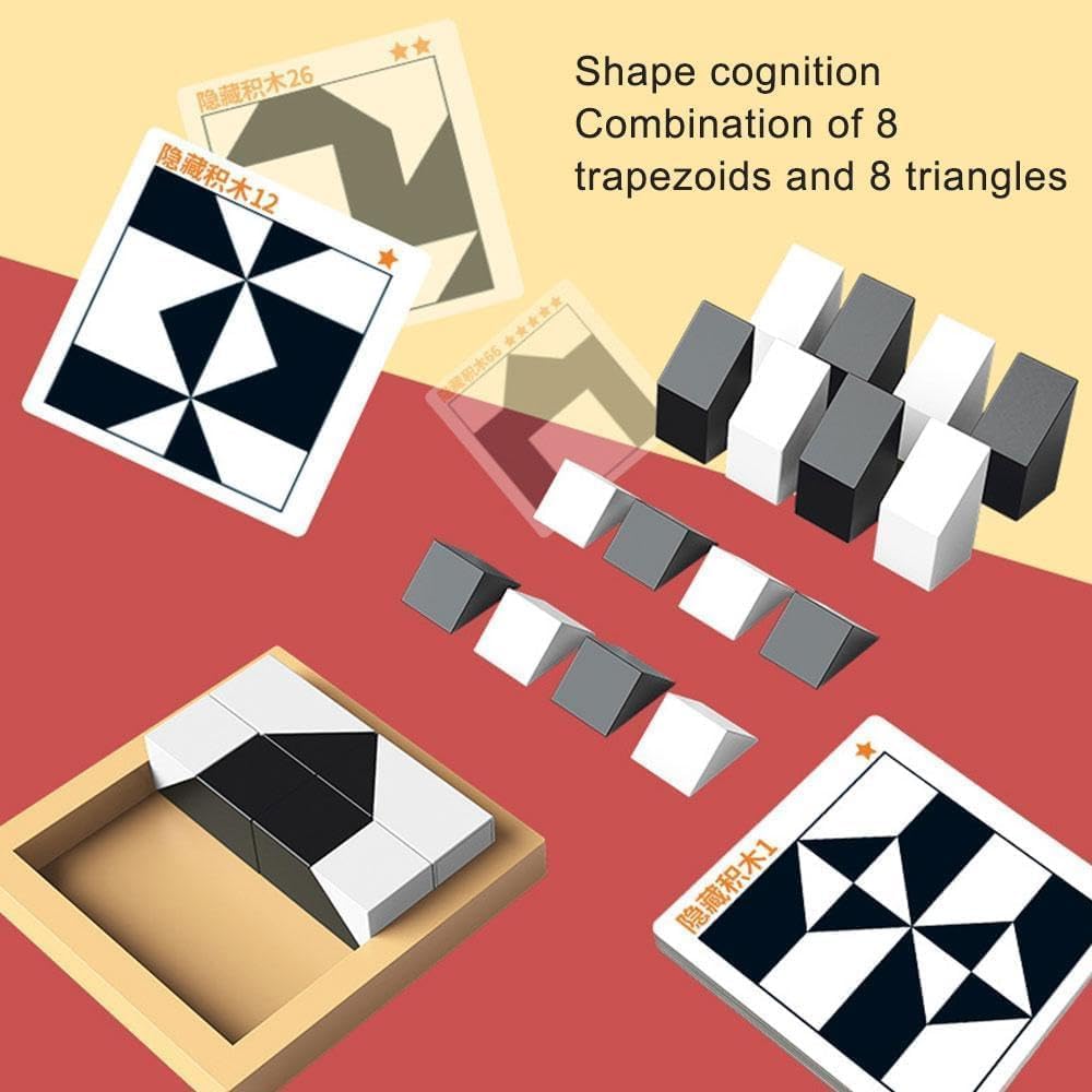 Puzzle 3D, forma geometrica, Alb/Negru,16 piese - eMAG.ro
