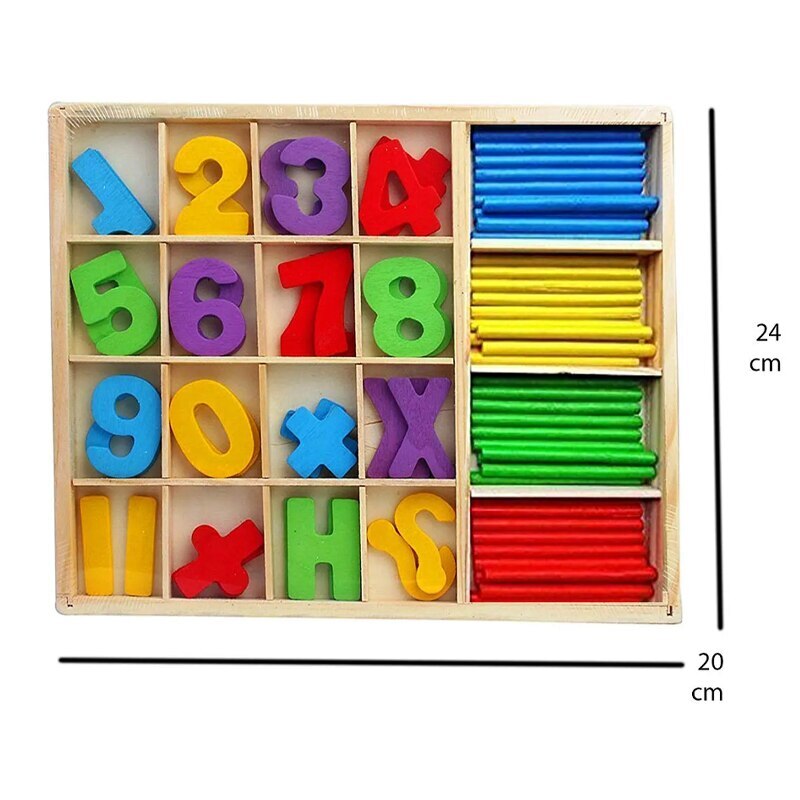 Joc matematic din lemn, operatii cu numere si betisoare, Montessori ...