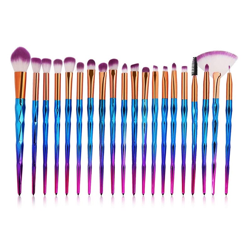Set pensule machiaj, unicorn, 18-20.5cm, roz/mov, 20 piese - eMAG.ro