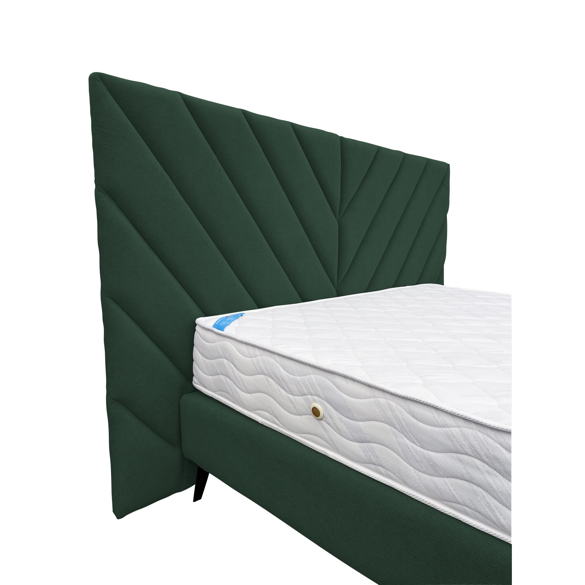 Pat tapitat Boxspring, Aris, verde marin, C37, 160x200 - eMAG.ro