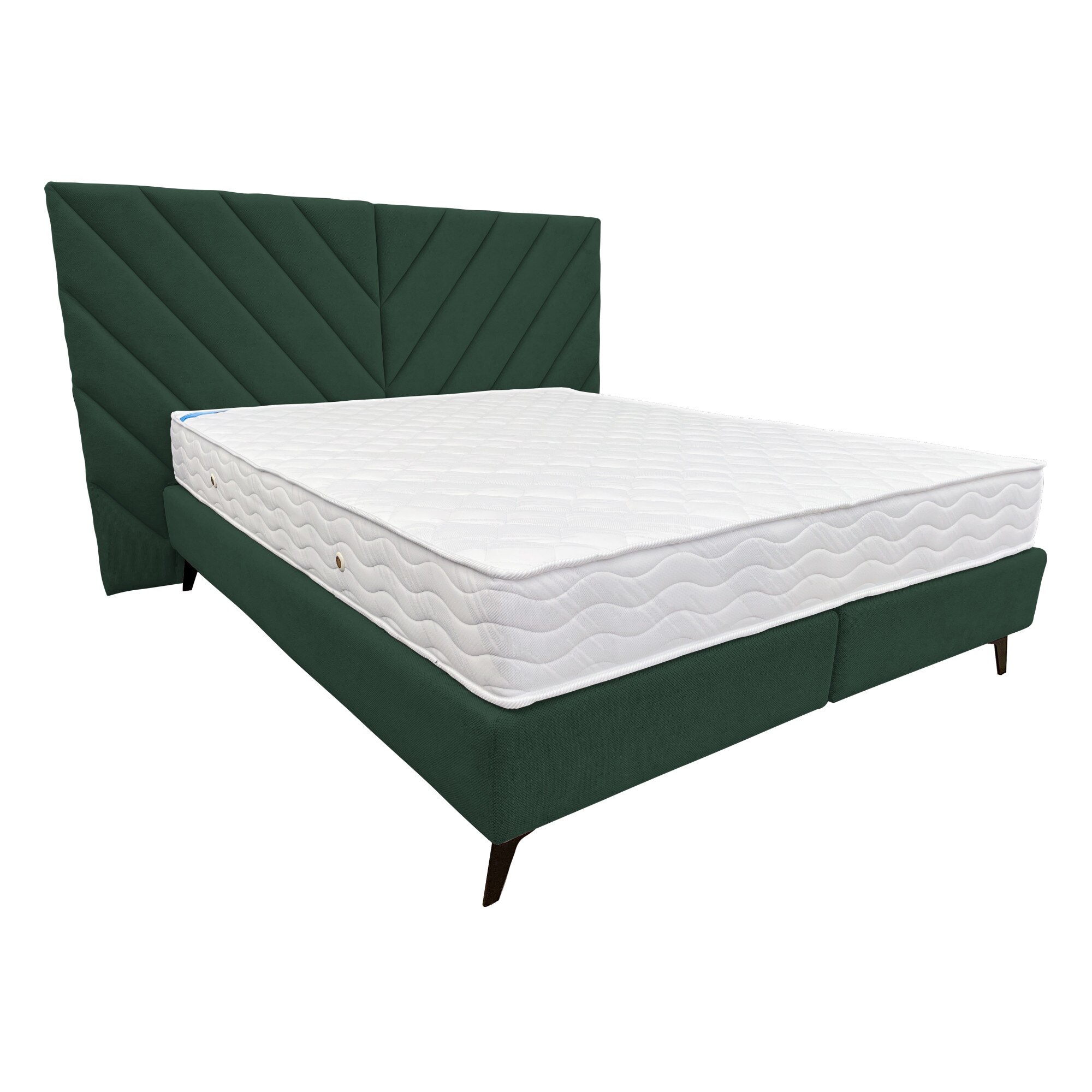 Pat tapitat Boxspring, Aris, verde marin, C37, 180x200 - eMAG.ro