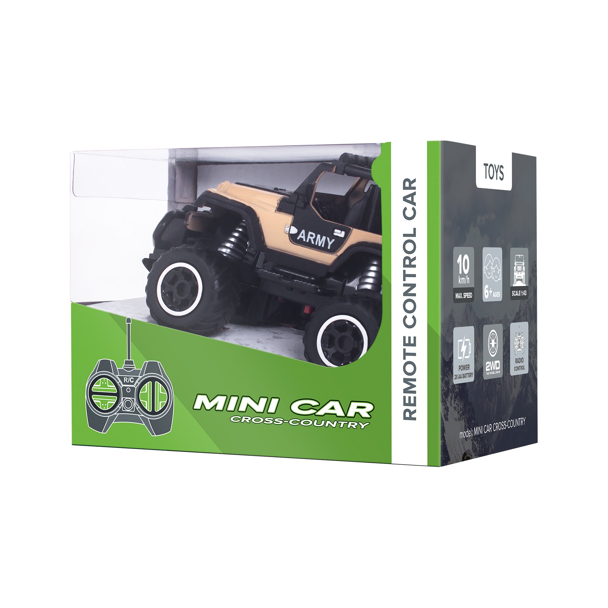 Mini masina cu telecomanda, REBEL, ABS, 10km/h, ARMY, 27MHz ...