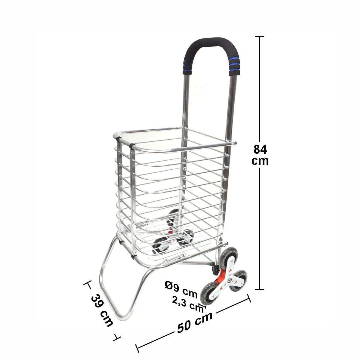 Carucior de piata pliabil, din aluminiu, Naimeed D5663, 6 roti, 30L ...