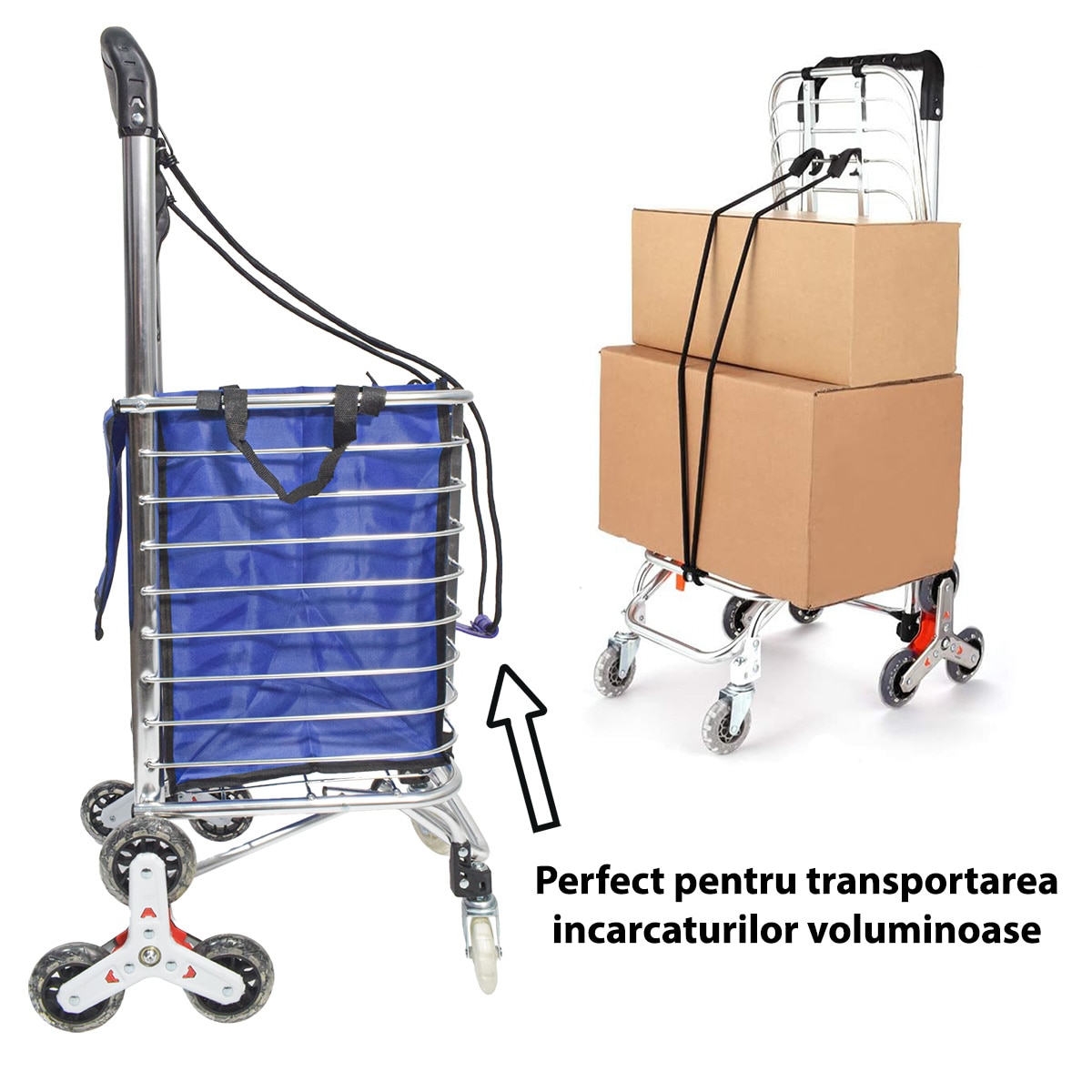 Carucior de piata pliabil, din aluminiu, Naimeed D5664, 8 roti ...