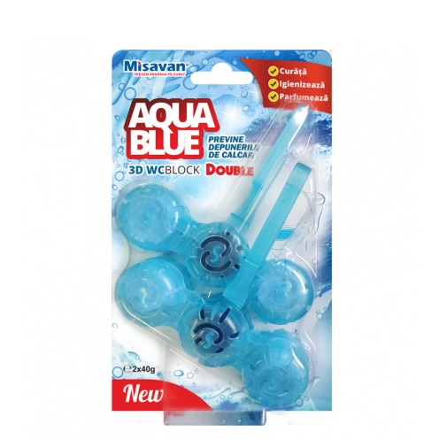 Odorizant Toaleta Misavan Aqua Blue 3D, 2x40g - eMAG.ro