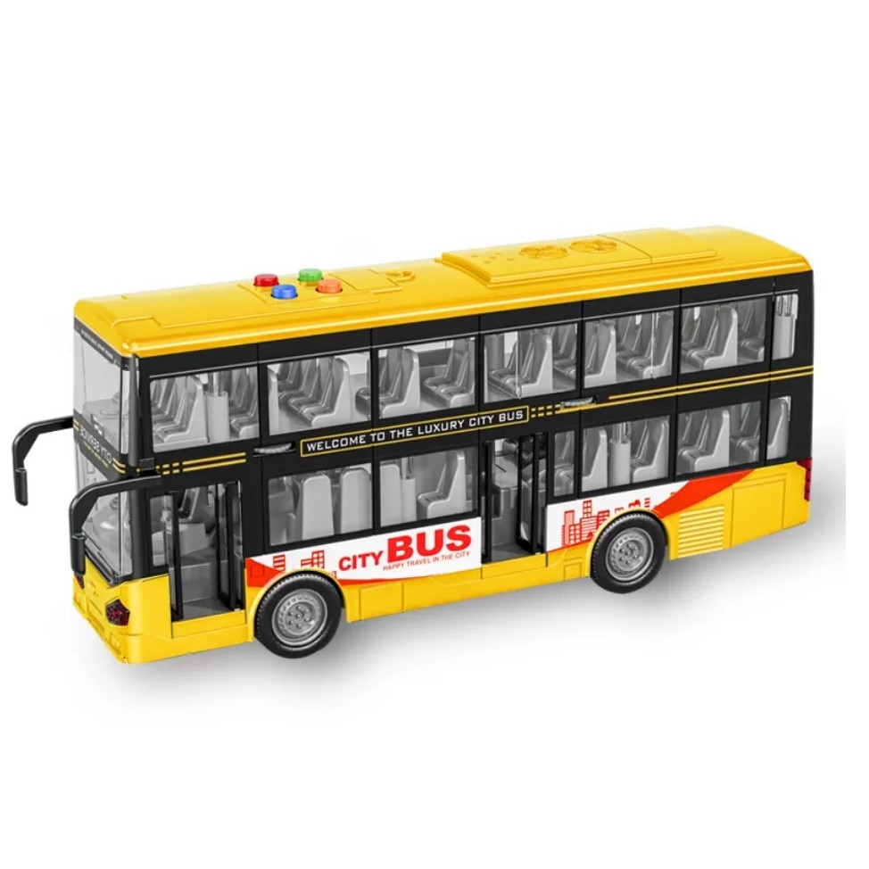 Autobuz supraetajat cu sunete, lumini si functie usi deschise 28 cm ...