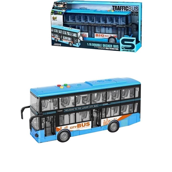 Autobuz supraetajat cu sunete, lumini si functie usi deschise 28 cm ...