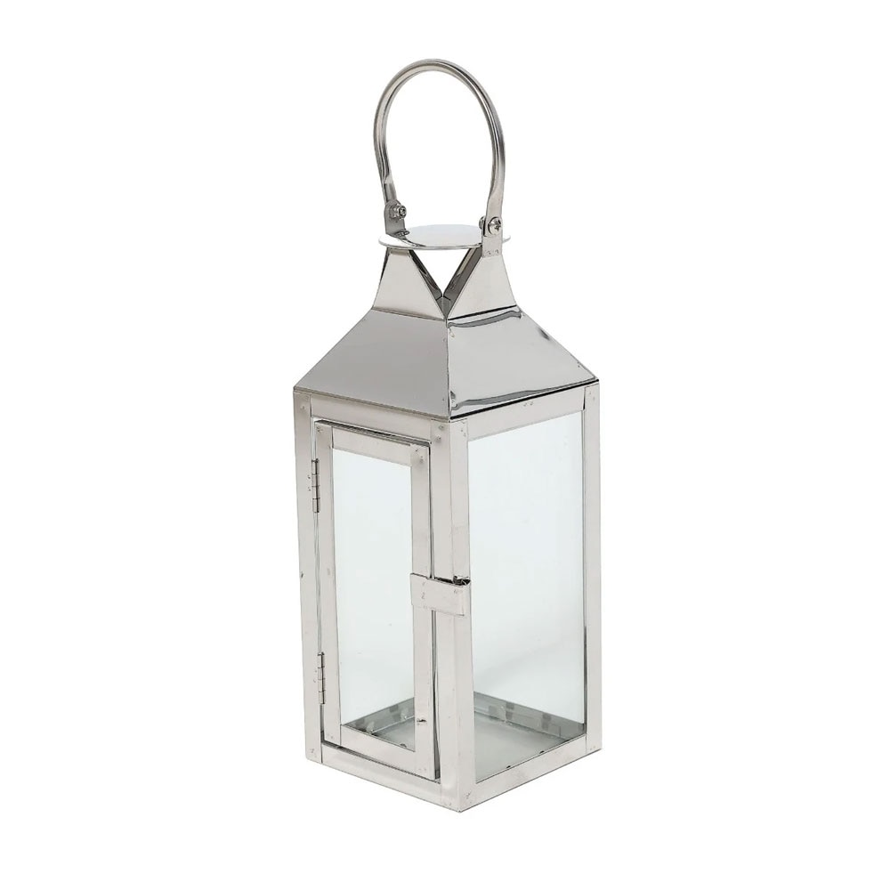 Felinar inox cu sticla argintiu, 23/23/70 cm - eMAG.ro