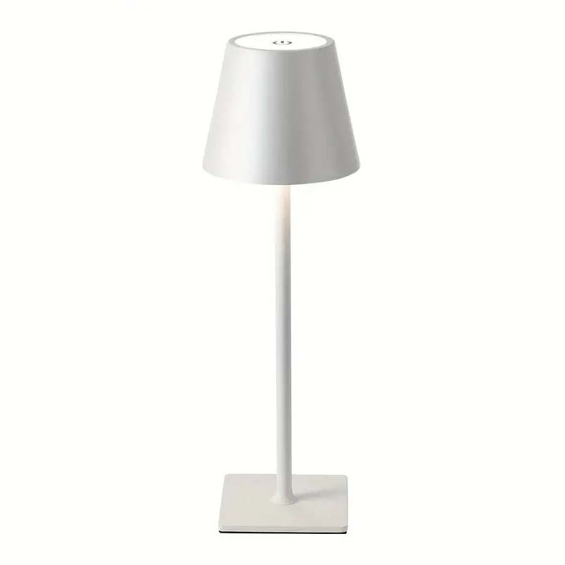 Veioza tip lampa masa sau birou cu acumulator si touch, culoare Alb ...