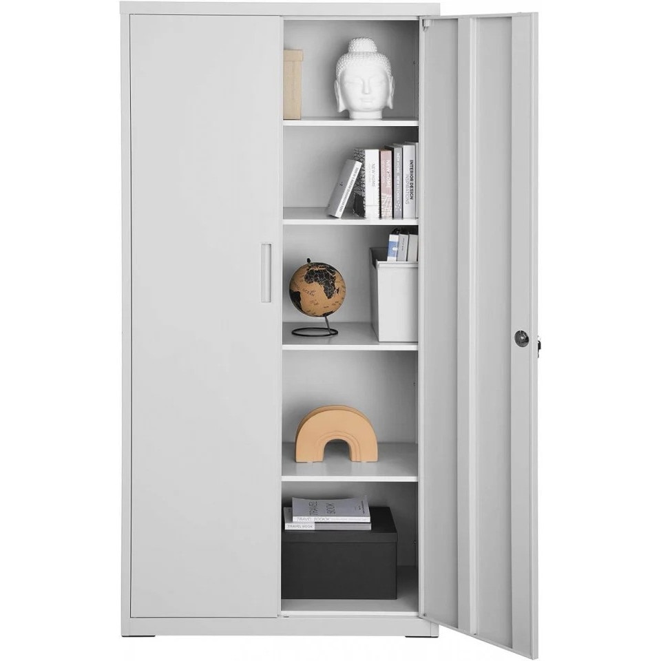 Dulap metalic cu 5 rafturi, 80 x 40 x 180 cm, metal, gri, Songmics ...