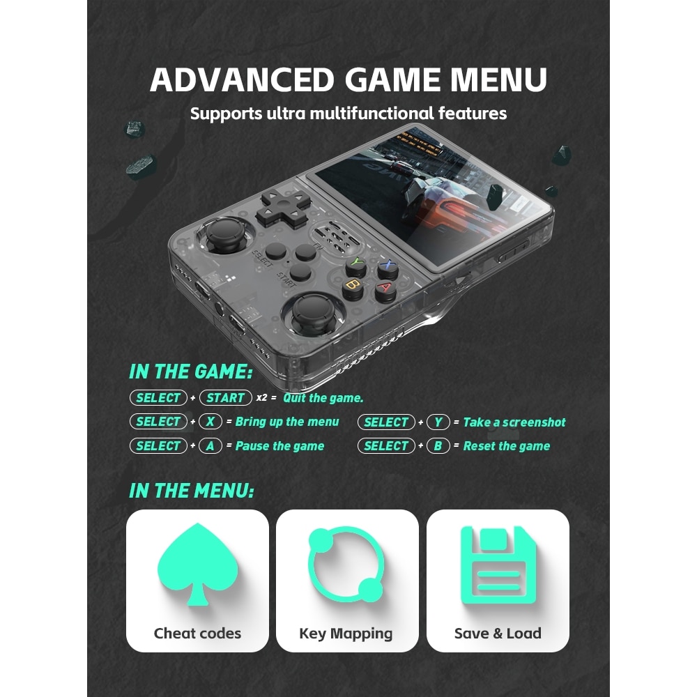 Ретро конзола DATA FROG R36S 64GB с игри, 4 ядра Cortex-A53 1.5GHz, GPU ...