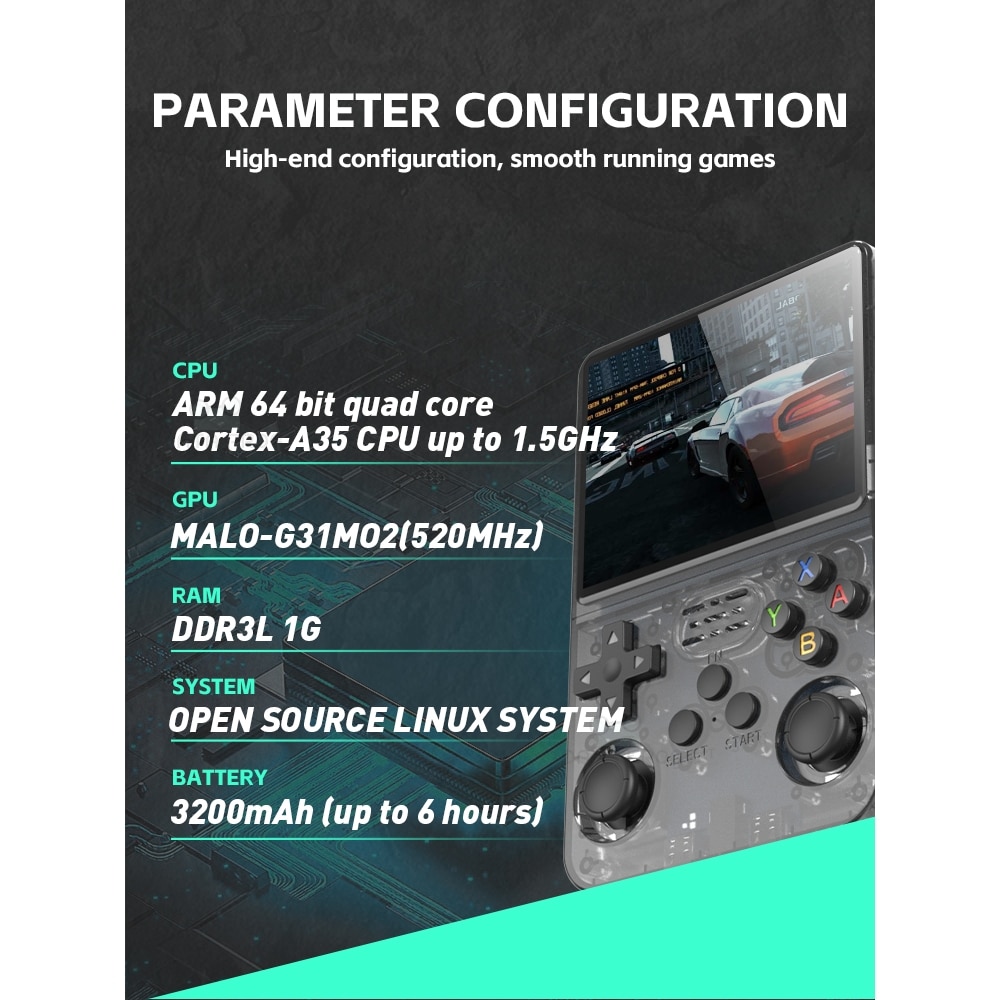 Ретро конзола DATA FROG R36S 64GB с игри, 4 ядра Cortex-A53 1.5GHz, GPU ...