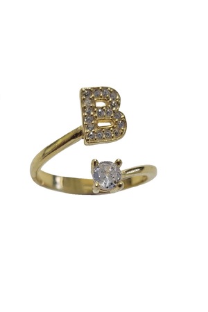 Inel reglabil cu initiala B din argint 925 suflat cu aur - eMAG.ro