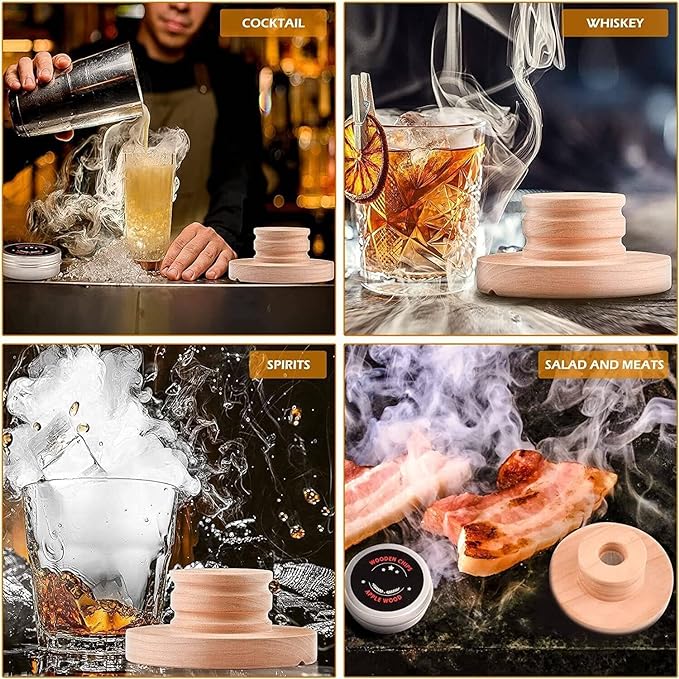 Set afumator cocktail cu 8 condimente, cu torta si foc, punga pentru ...