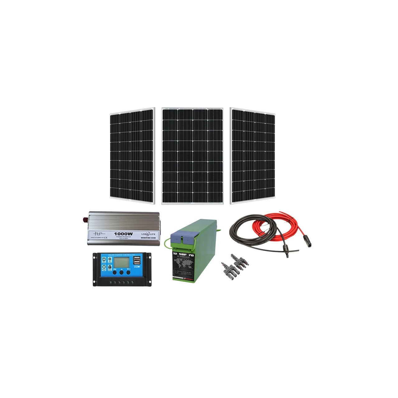 Kit solar fotovoltaic off grid Solid Volt, invertor 1000W 12V, 3 ...