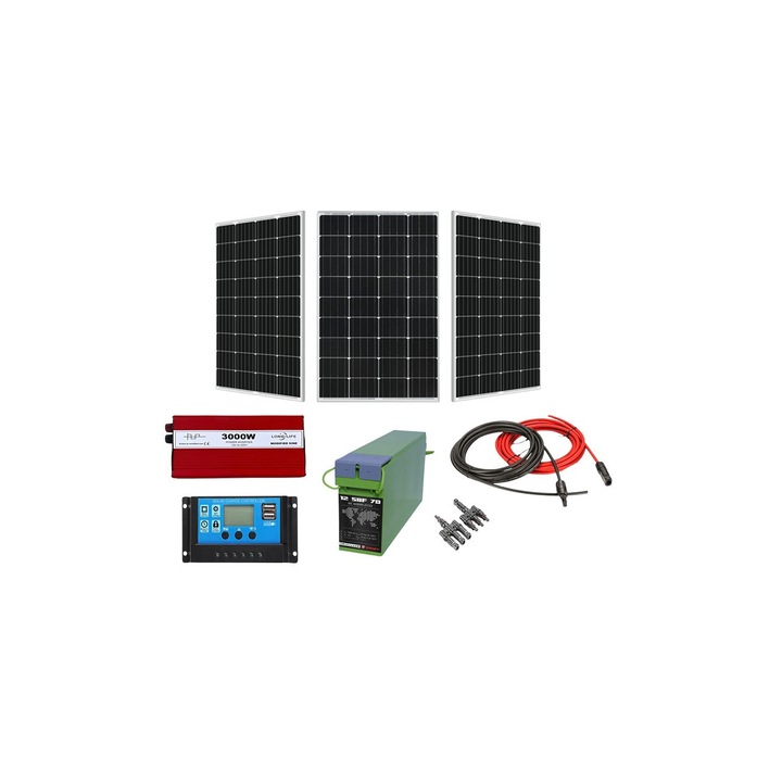 Kit solar fotovoltaic off grid Solid Volt, invertor 3000W 12V, 3 ...