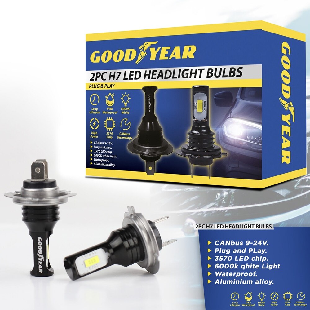 2 db LED H7 autó izzó készlet 3570, 6000K, 200W, 9-24V, Goodyear, GY904021 - eMAG.hu